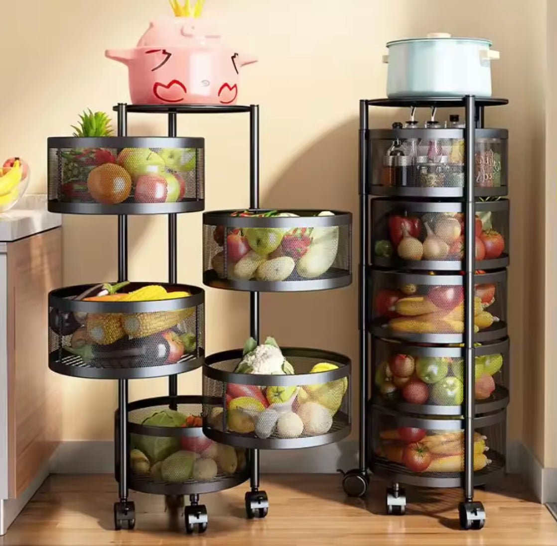 Metal Rotating Round Storage Trolley with Wheels – Citystore.pk